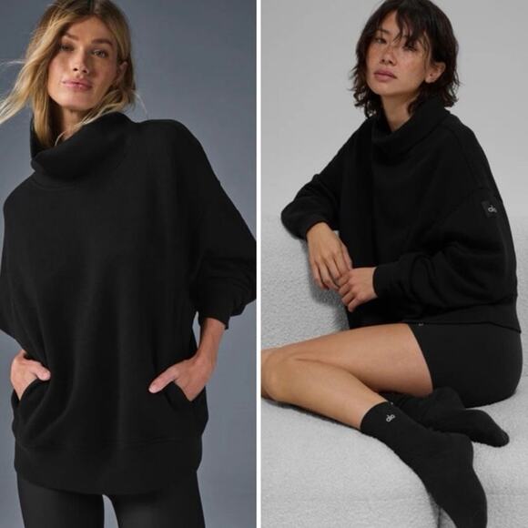 ALO Yoga | Sweaters | Alo Yoga Hazy Mock Neck Pullover In Black | Poshmark